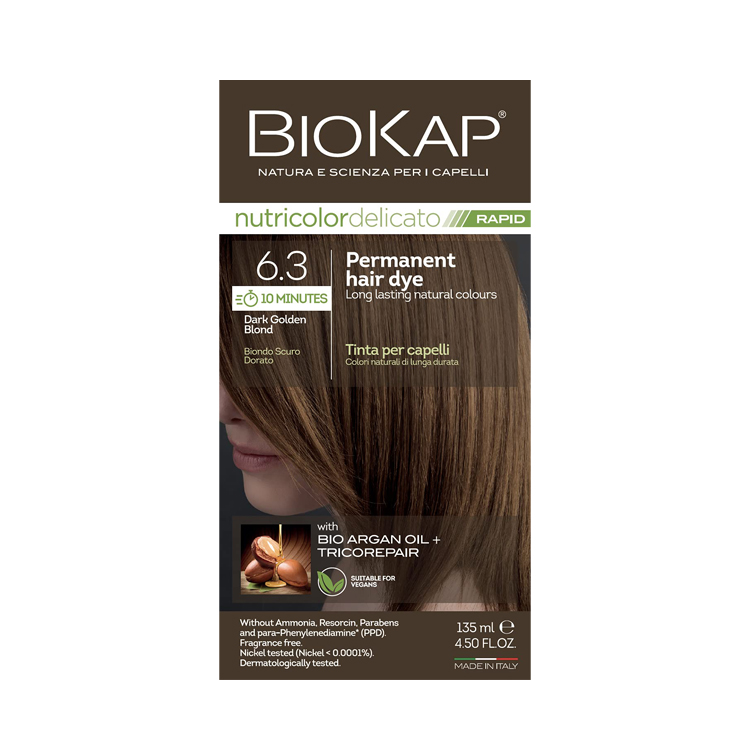 BioKap Nutricolor Delicato RAPID Dark Golden Blond 6.3 Permanent Hair ...